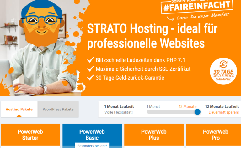 Strato Webhosting Bewertung und Tarife / Angebote